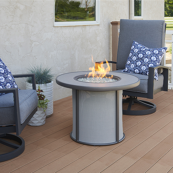 Donnalee bay dark gray round fire pit table store